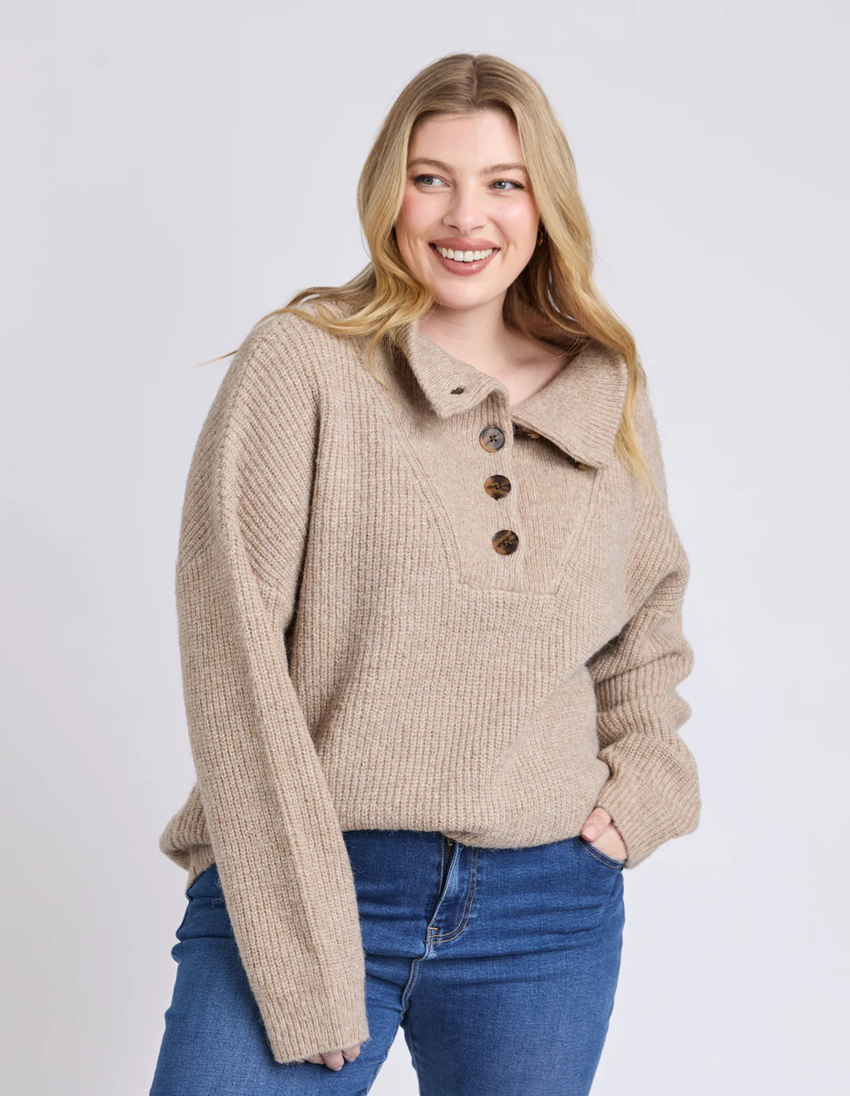 BRON BUTTON KNIT | OATMEAL MARLE – Boutique on Binney